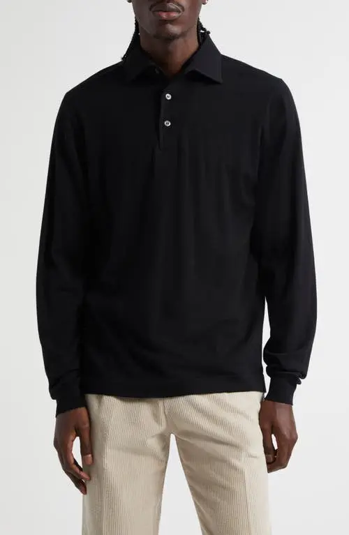 Thom Sweeney Extrafine Virgin Merino Wool Polo Sweater