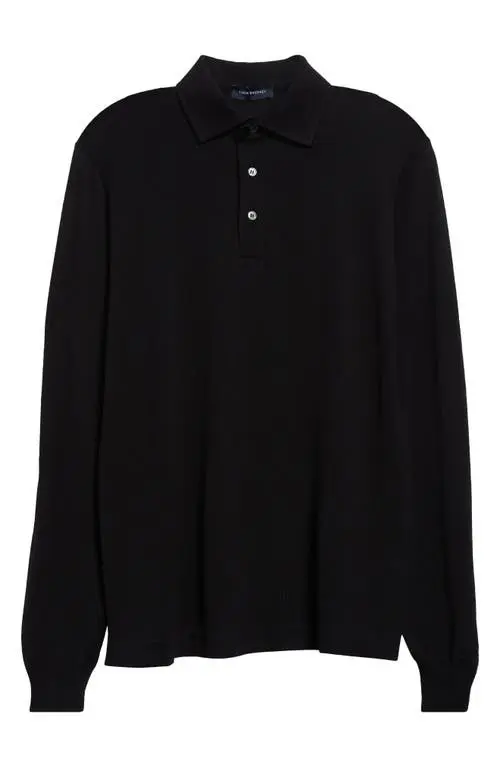 Thom Sweeney Extrafine Virgin Merino Wool Polo Sweater