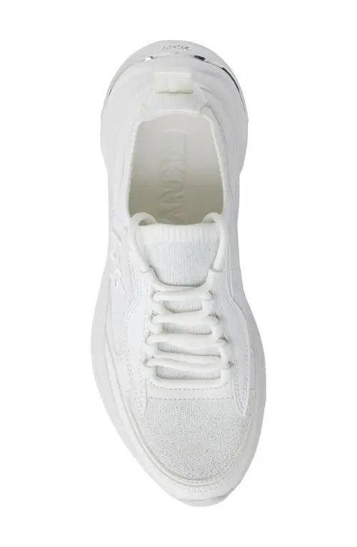 Dkny Jami Metallic Knit Sneakers - Bright White