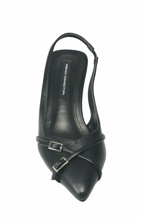 French Connection Buckled Slingback Kitten Heel - Black