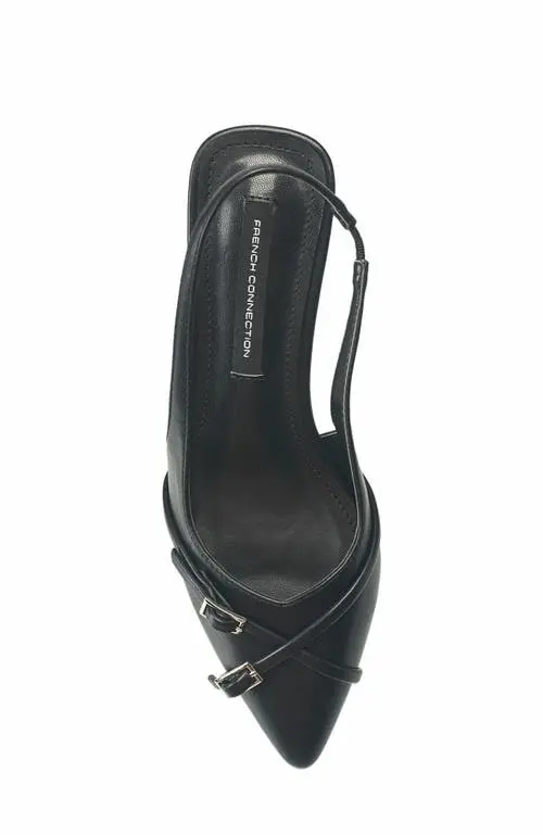French Connection Buckled Slingback Kitten Heel - Black