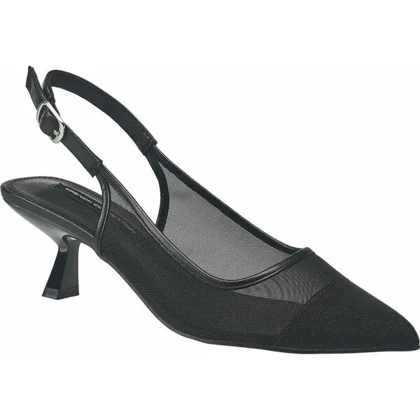 French Connection Elea Mesh And Stone Slingback Kitten Heel