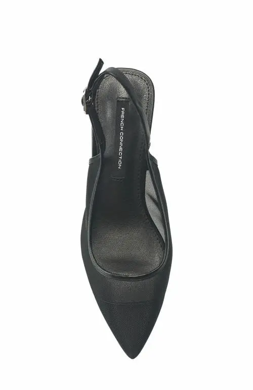 French Connection Elea Mesh And Stone Slingback Kitten Heel