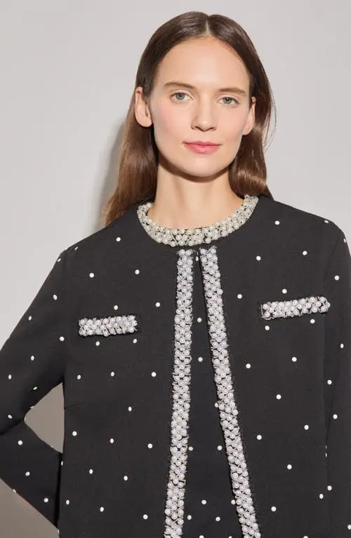 Ming Wang Deco Embellished Stretch Crepe Jacket