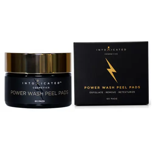 INTOXICATED COSMETICS Power Wash Peel Pads | 60 Pads | Multi-acid | Exfoliating | Cleansing | Retexturizing | Aha | Glycolic & Lactic