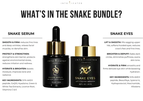 INTOXICATED COSMETICS Snake Bundle | Anti-aging Formulas With Vegan Snake Peptides | Lifting Formula For Daily