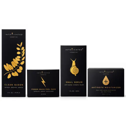 INTOXICATED COSMETICS Complete Snail Set Snail Serum, Antidote Moisturizer, Clean Queen