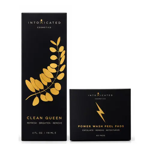 INTOXICATED COSMETICS Exfoliation Bundle |clean Queen Glycolic Wash & Power Wash Multi Acid Peel Pads