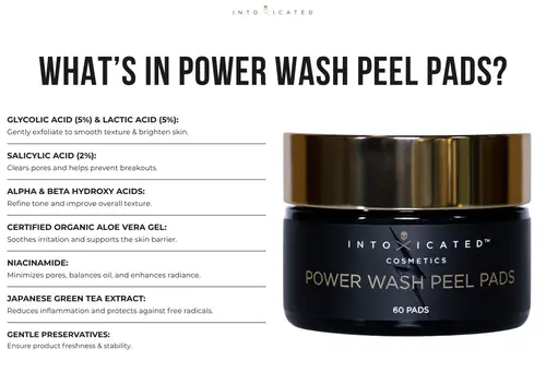 INTOXICATED COSMETICS Exfoliation Bundle |clean Queen Glycolic Wash & Power Wash Multi Acid Peel Pads