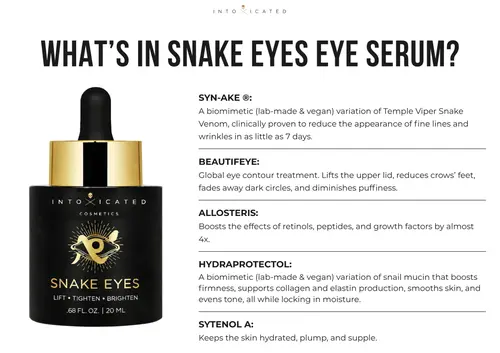 INTOXICATED COSMETICS Snake Eyes | Eye Serum | 0.68 Fl.oz/20ml Lifting Formula For Daily Moisture And Eye Contour