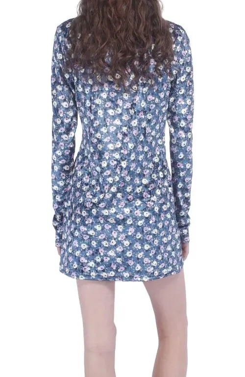 Anna Sui Posie Stretch Velvet Turtleneck Dress