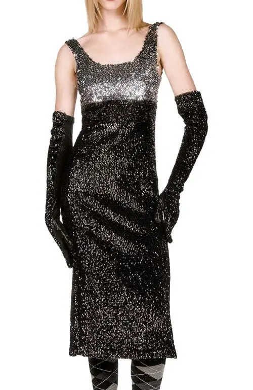 Anna Sui Bugle Bead Sequins Long Gloves