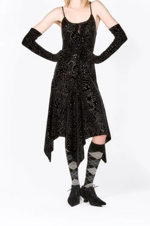 Anna Sui Jubilee Velvet Godet Dress - Black Multi | Editorialist