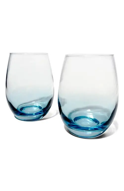 ANNA NEW YORK Set Of 2 Talianna Ombré Stemless Wine Glasses - Sky Blue