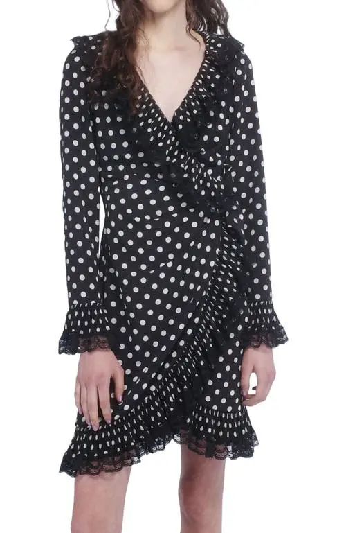 Anna Sui Polka Dot Pleated Wrap Dress