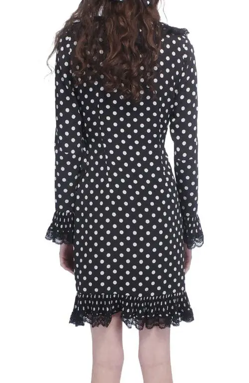 Anna Sui Polka Dot Pleated Wrap Dress