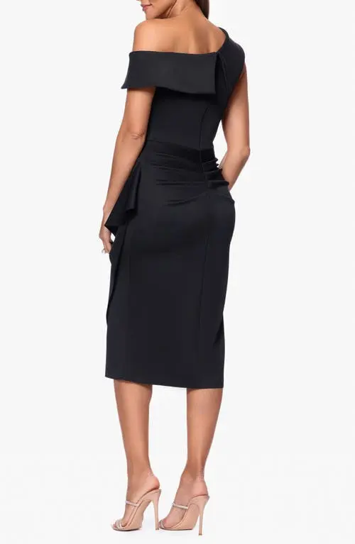 xscape women's ruffled ruched midi dress Amazon.com: Xscape Women's Knee Length Off-The-Shoulder Scuba Side Ruched  Dress, Black, 4 : Clothing, Shoes & Jewelry