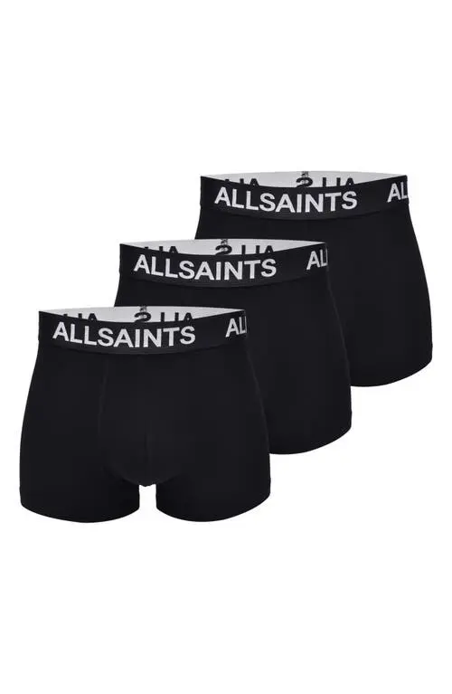 ALLSAINTS 3-pack Contour Pouch Stretch Organic Cotton Trunks - Black