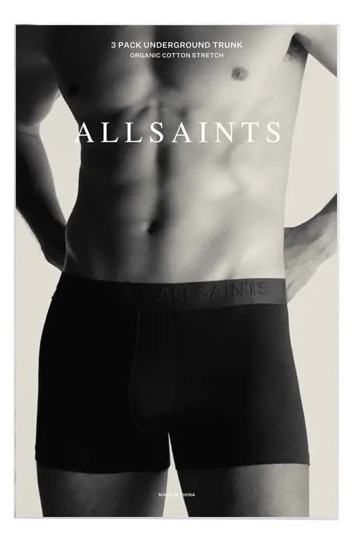ALLSAINTS 3-pack Contour Pouch Stretch Organic Cotton Trunks - White