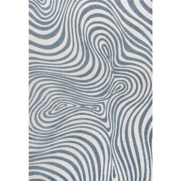 JONATHAN Y Maribo High-low Abstract Groovy Striped Indoor/outdoor Area Rug - Dark Blue/cream