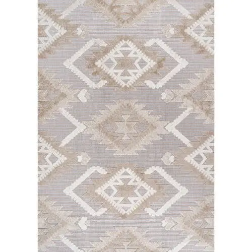 JONATHAN Y Sumak High-low Pile Neutral Diamond Kilim Indoor/outdoor Area Rug - Beige/gray