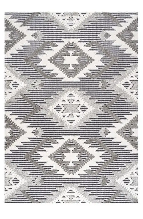 JONATHAN Y Sumak High-low Pile Neutral Diamond Kilim Indoor/outdoor Area Rug - Gray/white/black