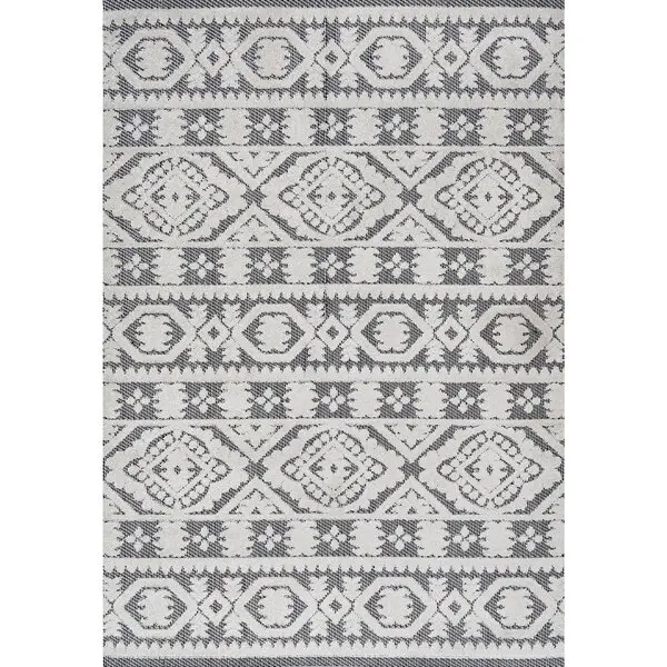 JONATHAN Y Citta High-low Pile Mediterranean Tile Indoor/outdoor Area Rug - White/black