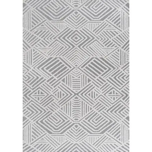 JONATHAN Y Jordan High-low Pile Art Deco Geometric Indoor/outdoor Area Rug - White/black