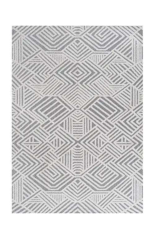 JONATHAN Y Jordan High-low Pile Art Deco Geometric Indoor/outdoor Area Rug - White/black