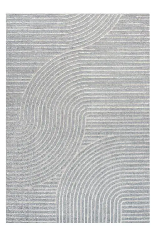 JONATHAN Y Hallie High-low Minimalist Curve Geometric Indoor/outdoor Area Rug - Light Blue/cream