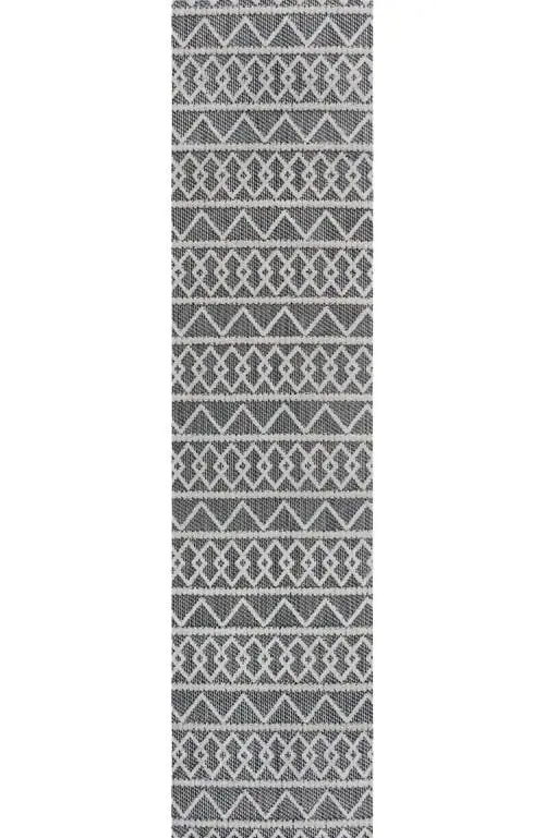 JONATHAN Y Aylan High-low Pile Knotted Trellis Geometric Indoor/outdoor Area Rug - Black/ivory