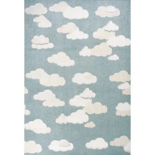 JONATHAN Y Hedwig High-low Youth Cloud Scandi Indoor/outdoor Area Rug - Blue/ivory
