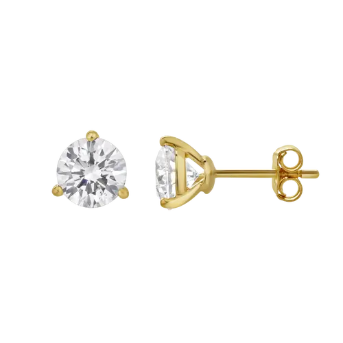 LUVMYJEWELRY Ellipse 2.14 Ct Tw Lab Grown Round Diamond Studs Martini Earrings - 14k Yellow Gold