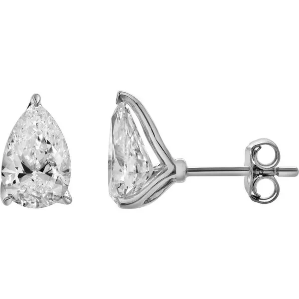 LUVMYJEWELRY Lab Grown Diamond Pear Shape Stud Earrings - 14k White Gold