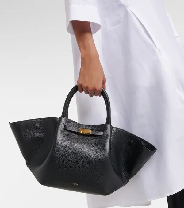 DEMELLIER New York Midi Leather Tote Bag - Black