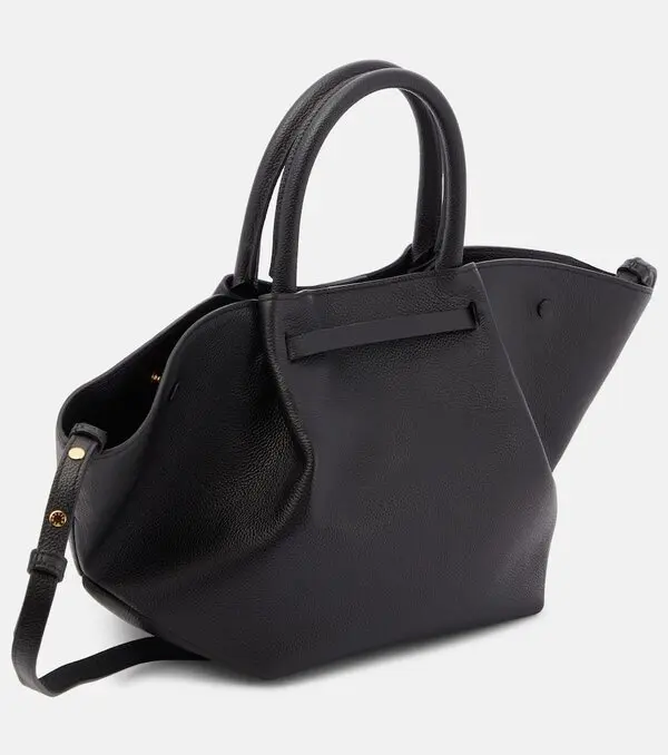 DEMELLIER New York Midi Leather Tote Bag - Black