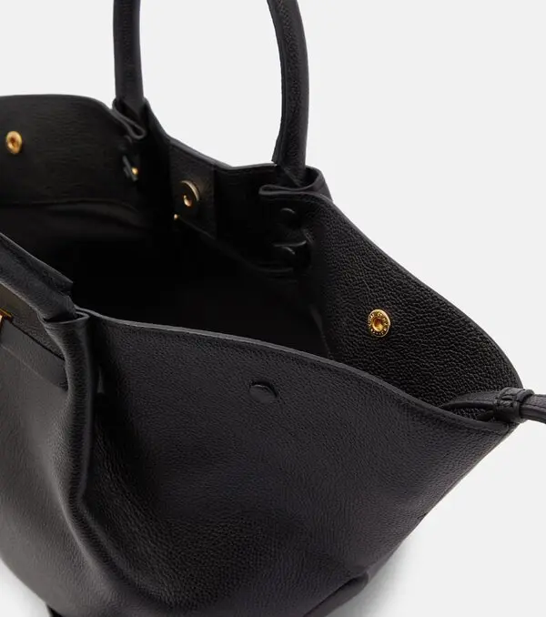 DEMELLIER New York Midi Leather Tote Bag - Black