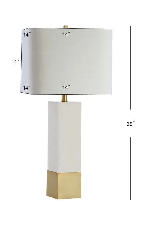 JONATHAN Y Jeffrey Metal/marble Led Table Lamp - Brass Gold/white