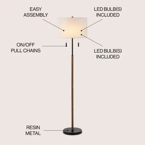 JONATHAN Y Maude Rustic Farmhouse Iron Candlestick Pull Chains Led Floor Lamp