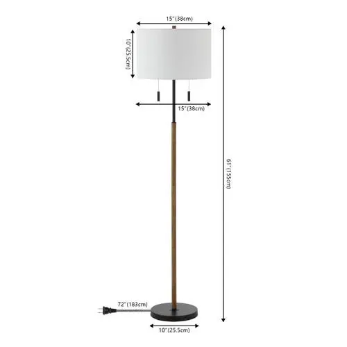 JONATHAN Y Maude Rustic Farmhouse Iron Candlestick Pull Chains Led Floor Lamp