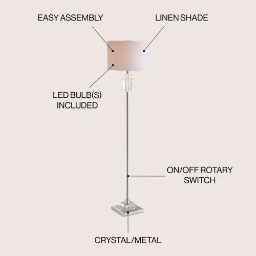JONATHAN Y Aria Crystal/metal Led Floor Lamp