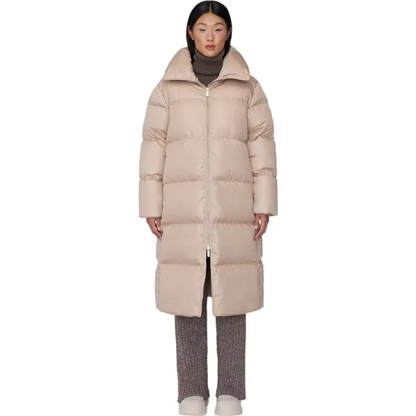 QUARTZ CO. Gisele Long Down Puffer Jacket - Sand Beige