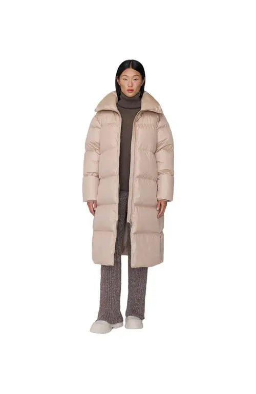 QUARTZ CO. Gisele Long Down Puffer Jacket - Sand Beige