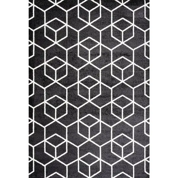 JONATHAN Y Tumbling Blocks Modern Geometric Area Rug - Black/white
