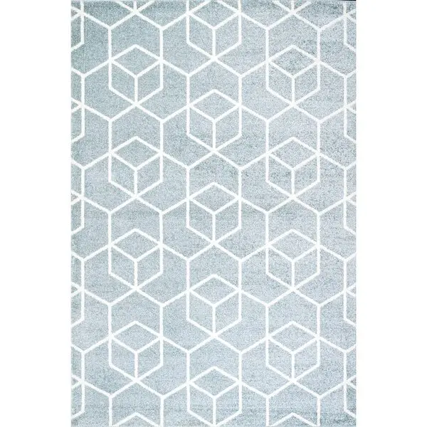 JONATHAN Y Tumbling Blocks Modern Geometric Area Rug - Light Blue/white