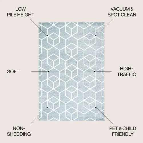 JONATHAN Y Tumbling Blocks Modern Geometric Area Rug - Light Blue/white