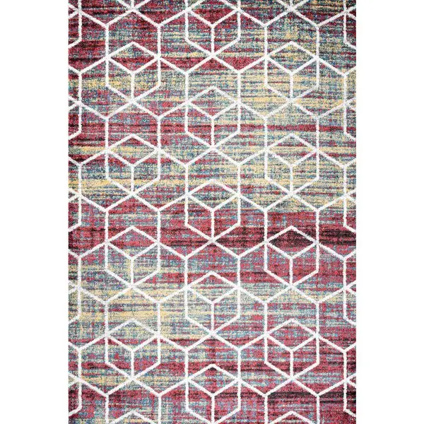 JONATHAN Y Tumbling Blocks Modern Geometric Area Rug - Multi/white