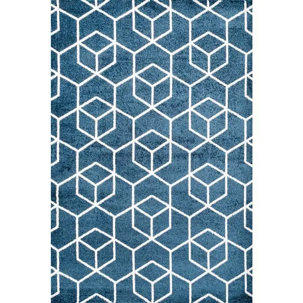 JONATHAN Y Tumbling Blocks Modern Geometric Area Rug - Navy/white