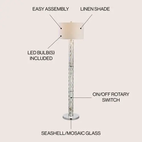JONATHAN Y Liam Seashell Mosaic Led Floor Lamp