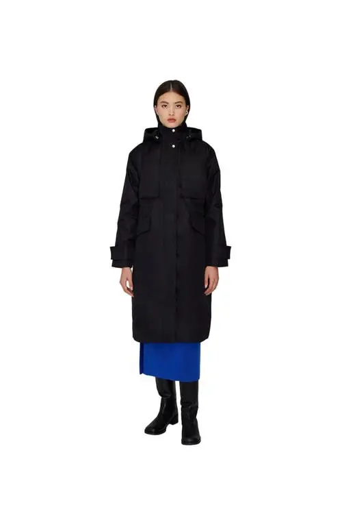 QUARTZ CO. Marina Hooded 3-in-1 Trench Coat - Black